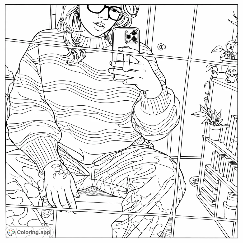 Patterned Sweater Reflection - Coloring.app