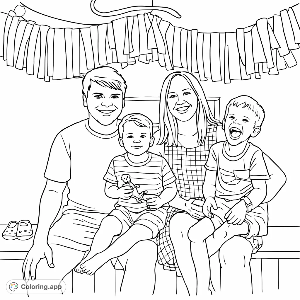 Happy Family Celebration - Coloring.app