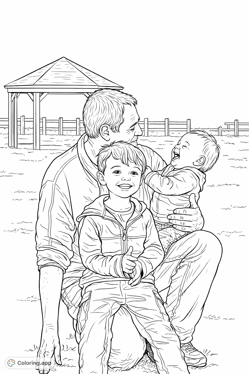 Joyful Family Outdoor Moment - Coloring.app
