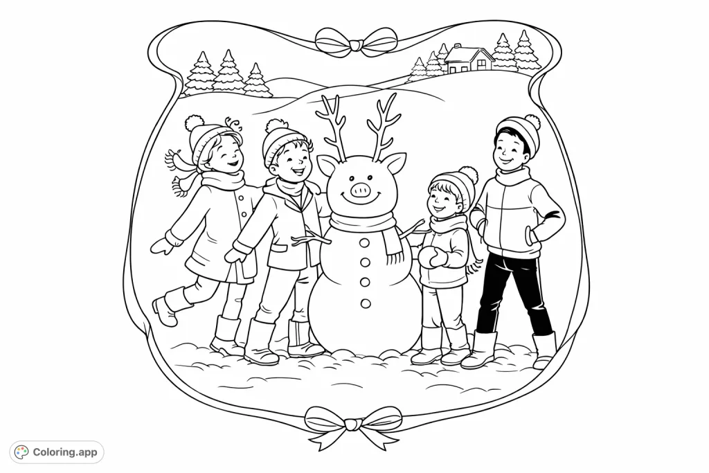 Winter Snowman Playtime - Coloring.app