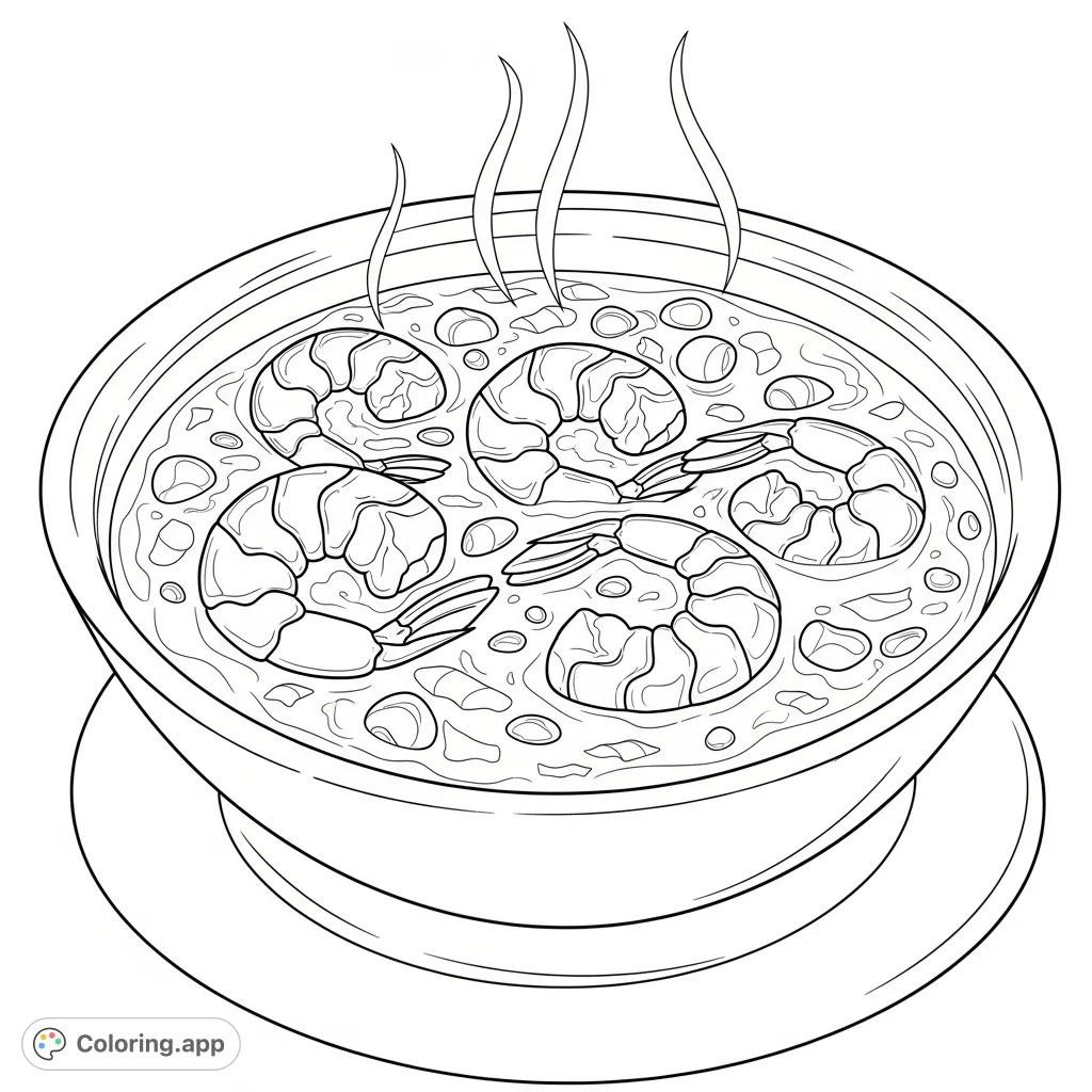 Hearty Shrimp Gumbo Bowl - Coloring.app