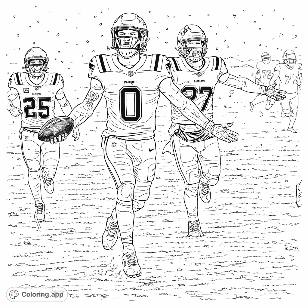 Snowy Football Game Action - Coloring.app