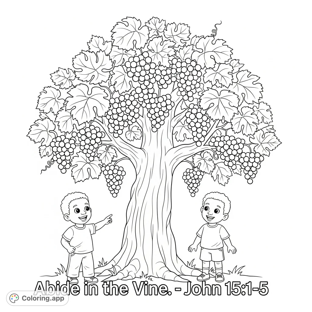Scripture Vine and Children - Coloring.app