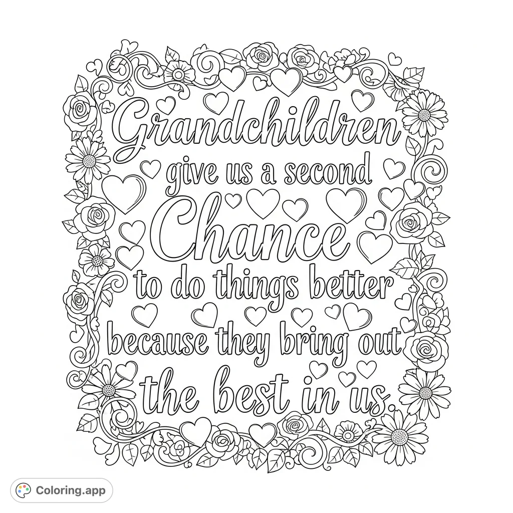 Grandchildren's Love and Florals - Coloring.app