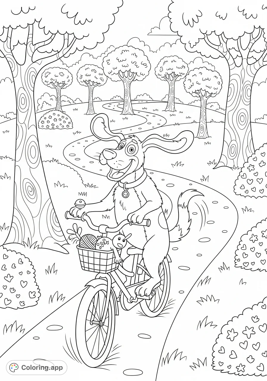 Happy Canine Cyclist - Coloring.app