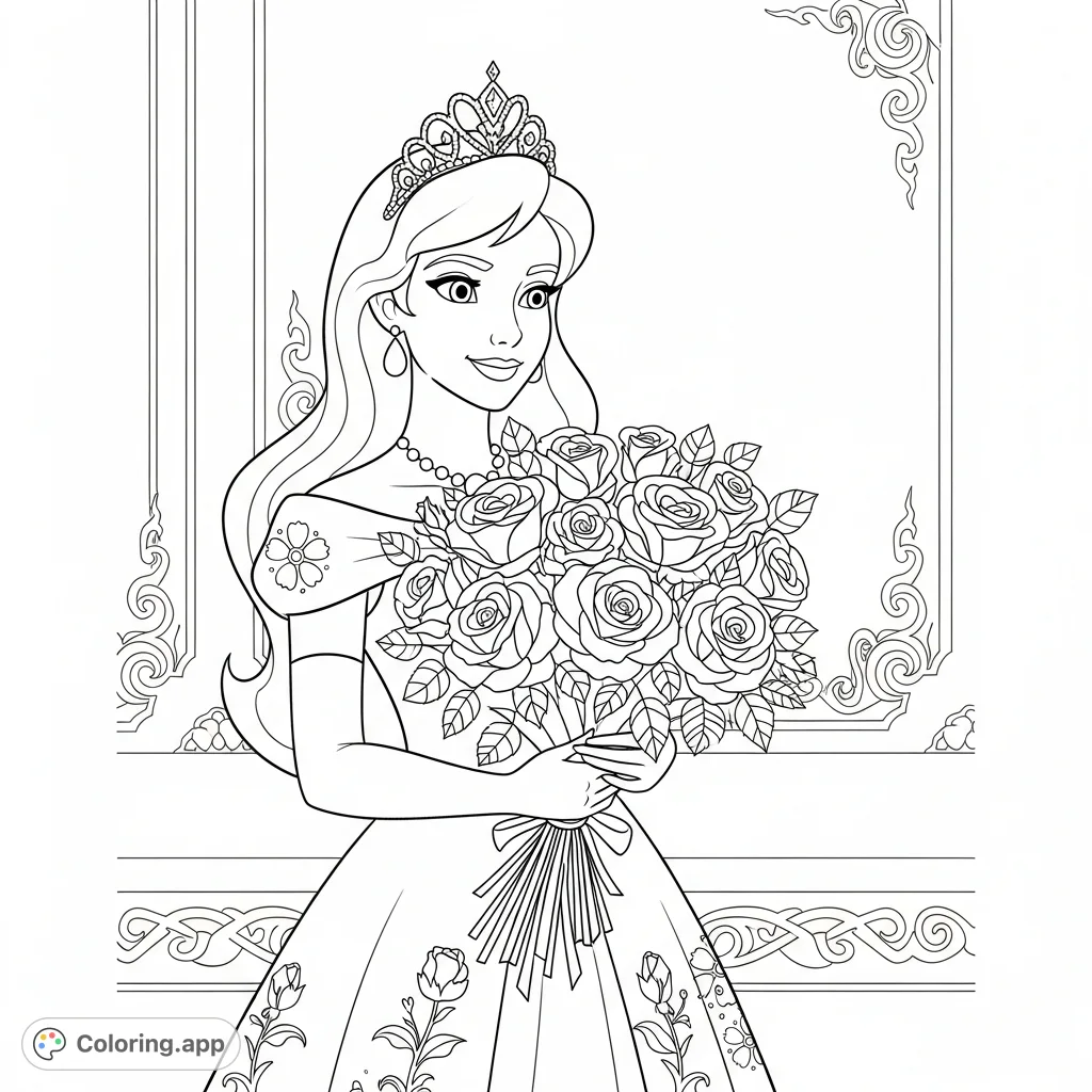 Princess Jessica and Roses - Coloring.app