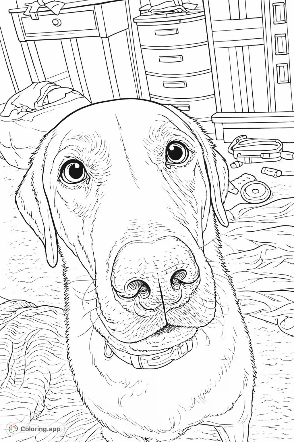 Friendly Dog Close-Up - Coloring.app
