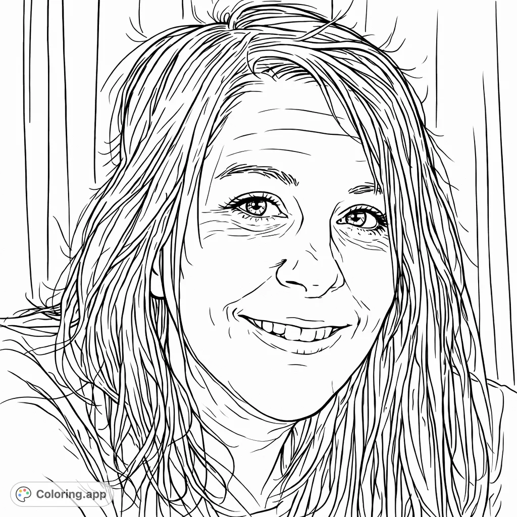 Joyful Woman Portrait - Coloring.app