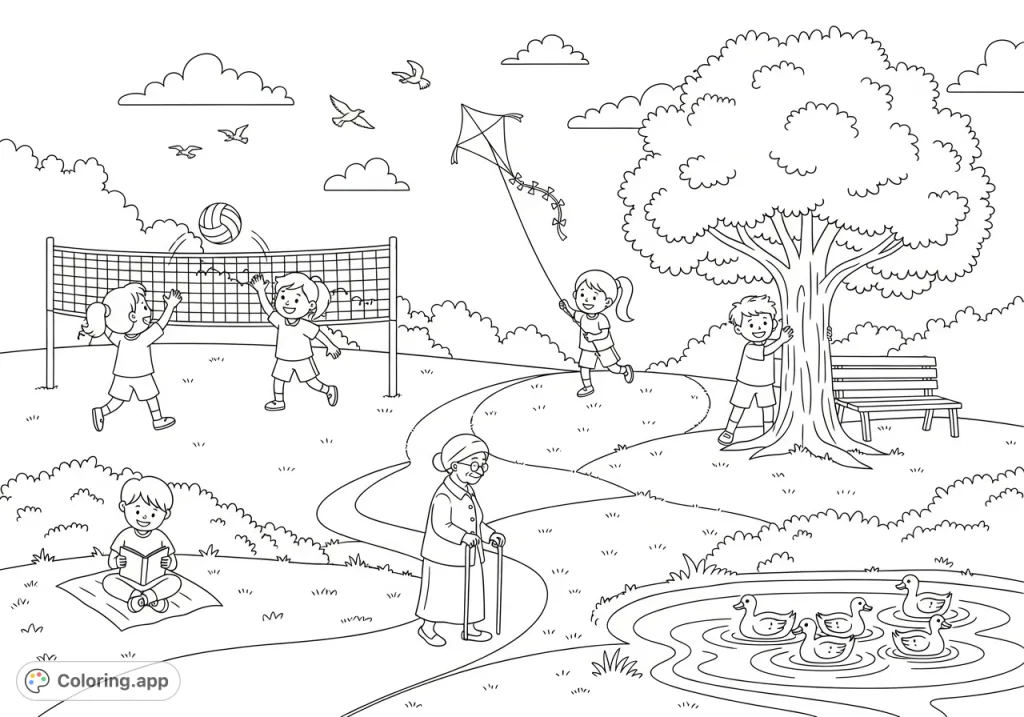 Lively Park Activities - Coloring.app