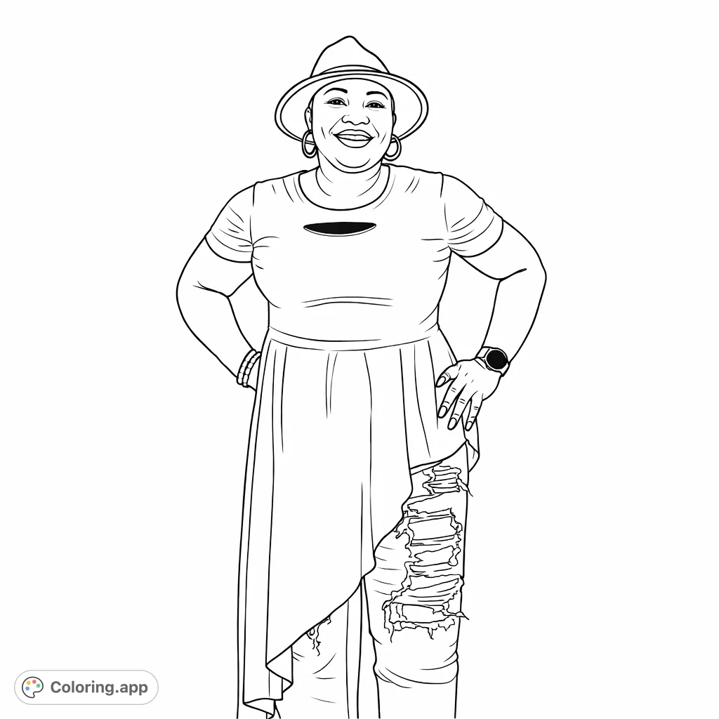 Stylish Portrait with Hat - Coloring.app