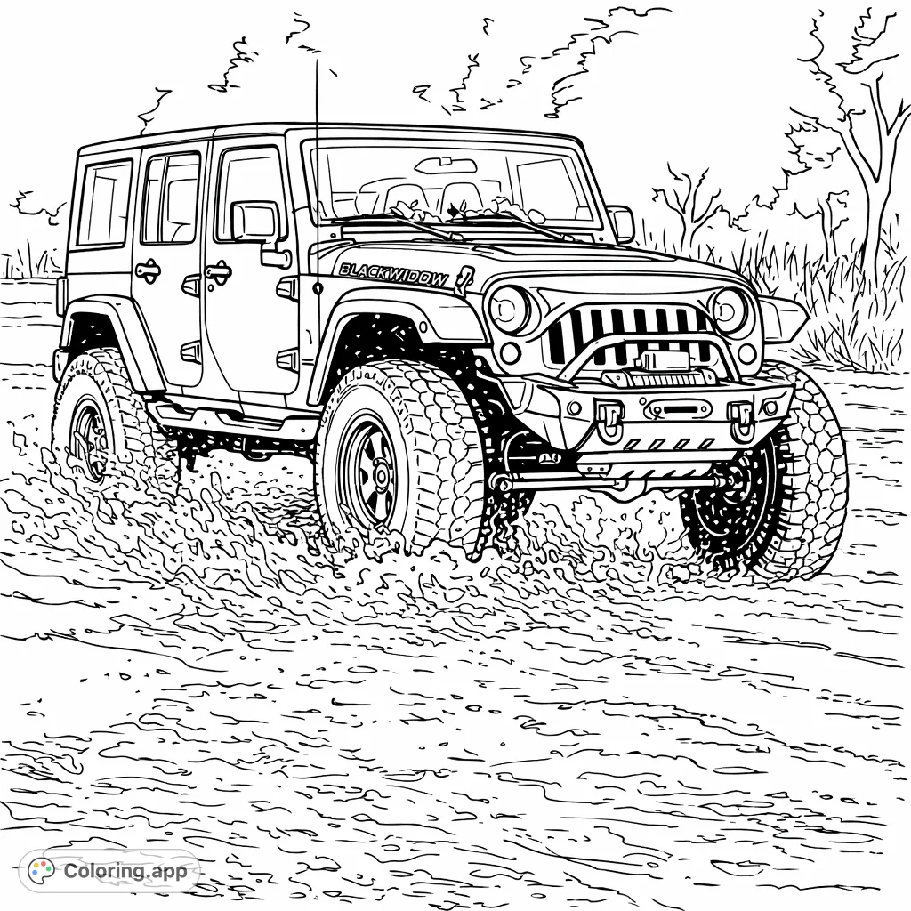 Rugged Jeep Mudding Adventure - Coloring.app