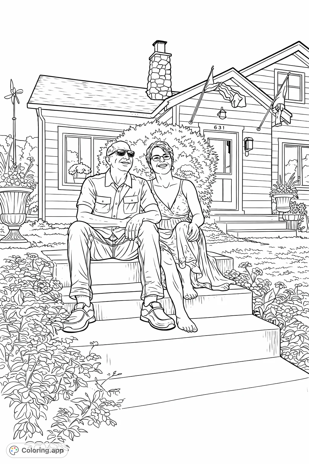 Couple's Home Garden Retreat - Coloring.app