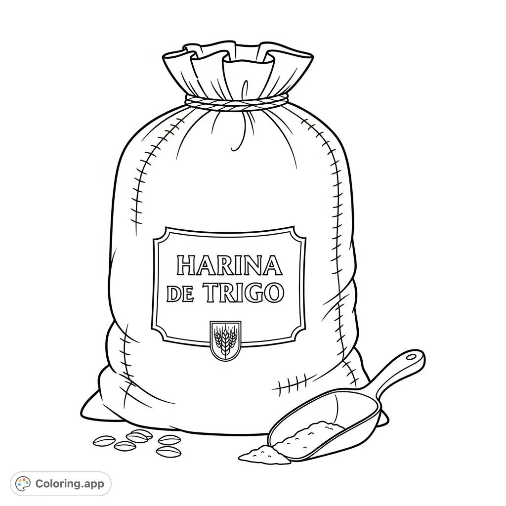 Rustic Wheat Flour Sack - Coloring.app
