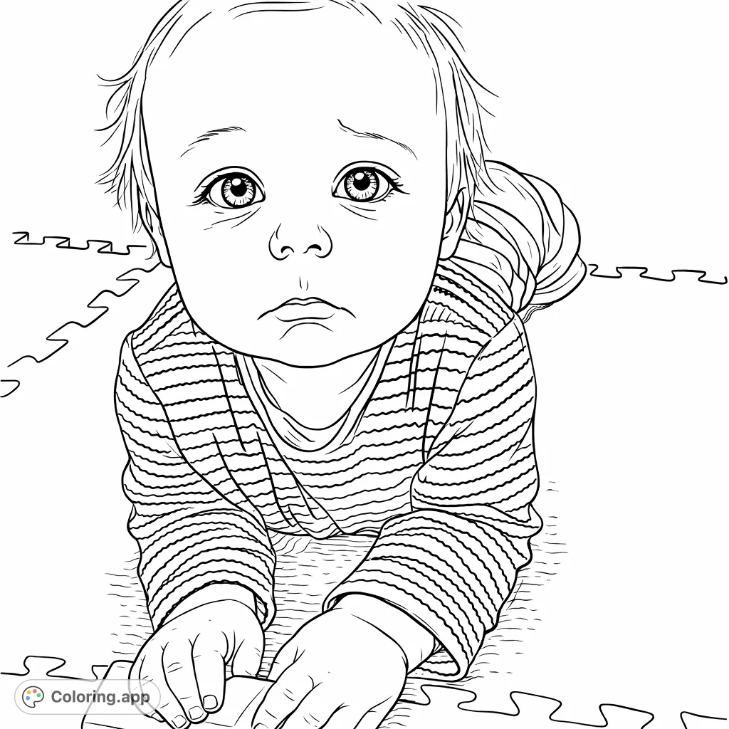 Curious Baby on Play Mat - Coloring.app