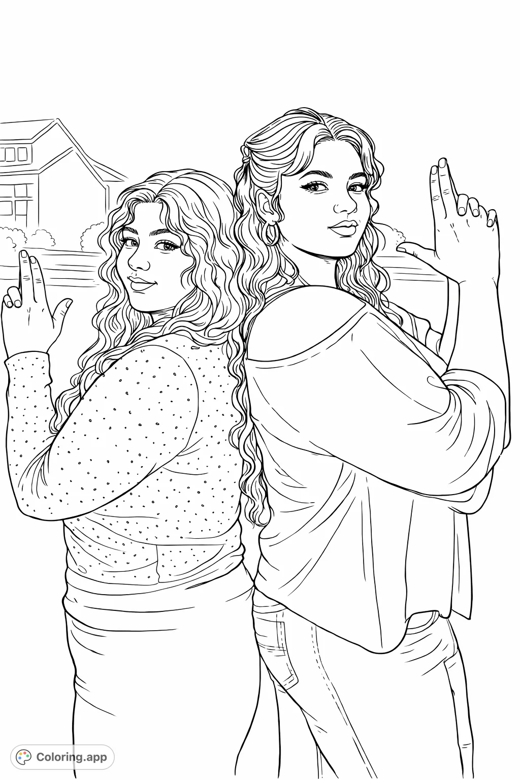 Confident Duo Hand Gesture - Coloring.app