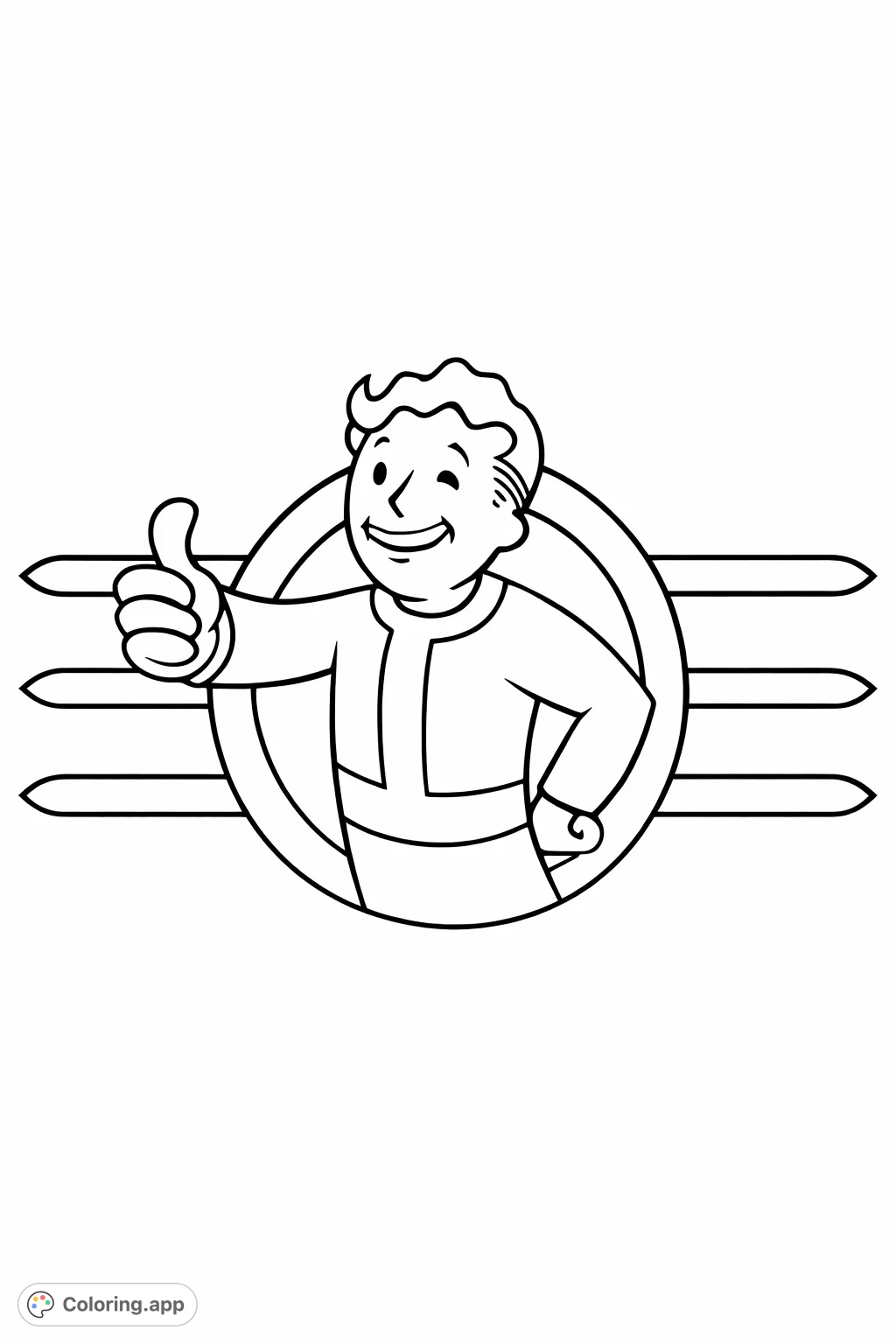Vault Boy Thumbs Up - Coloring.app