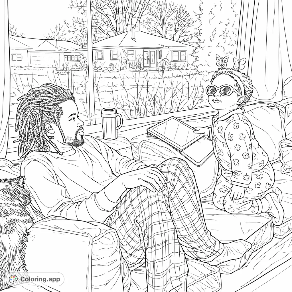 Cozy Winter Window Scene - Coloring.app