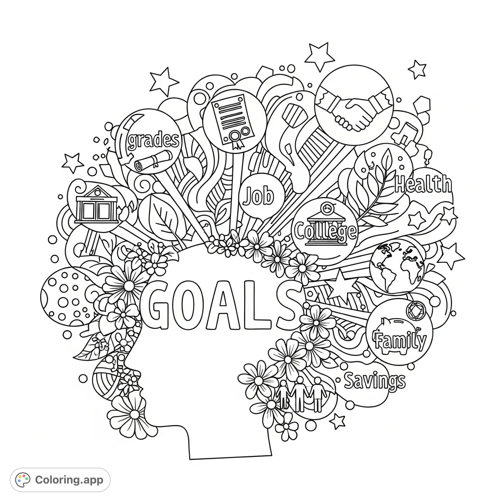 Life Goals Radiate - Coloring.app