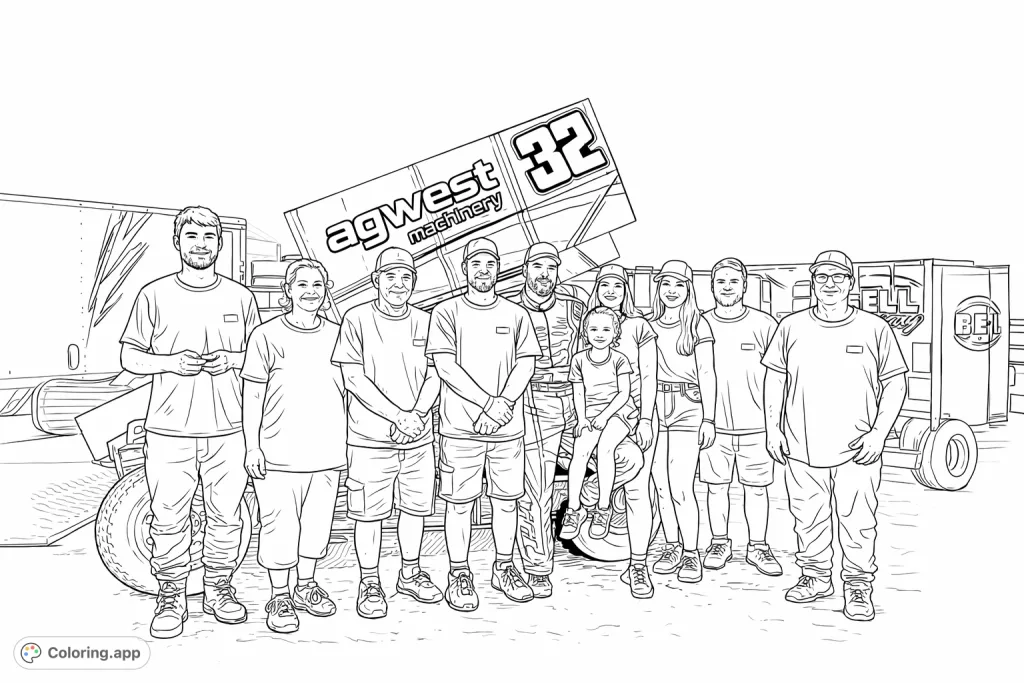 Sprint Car Team Celebration - Coloring.app