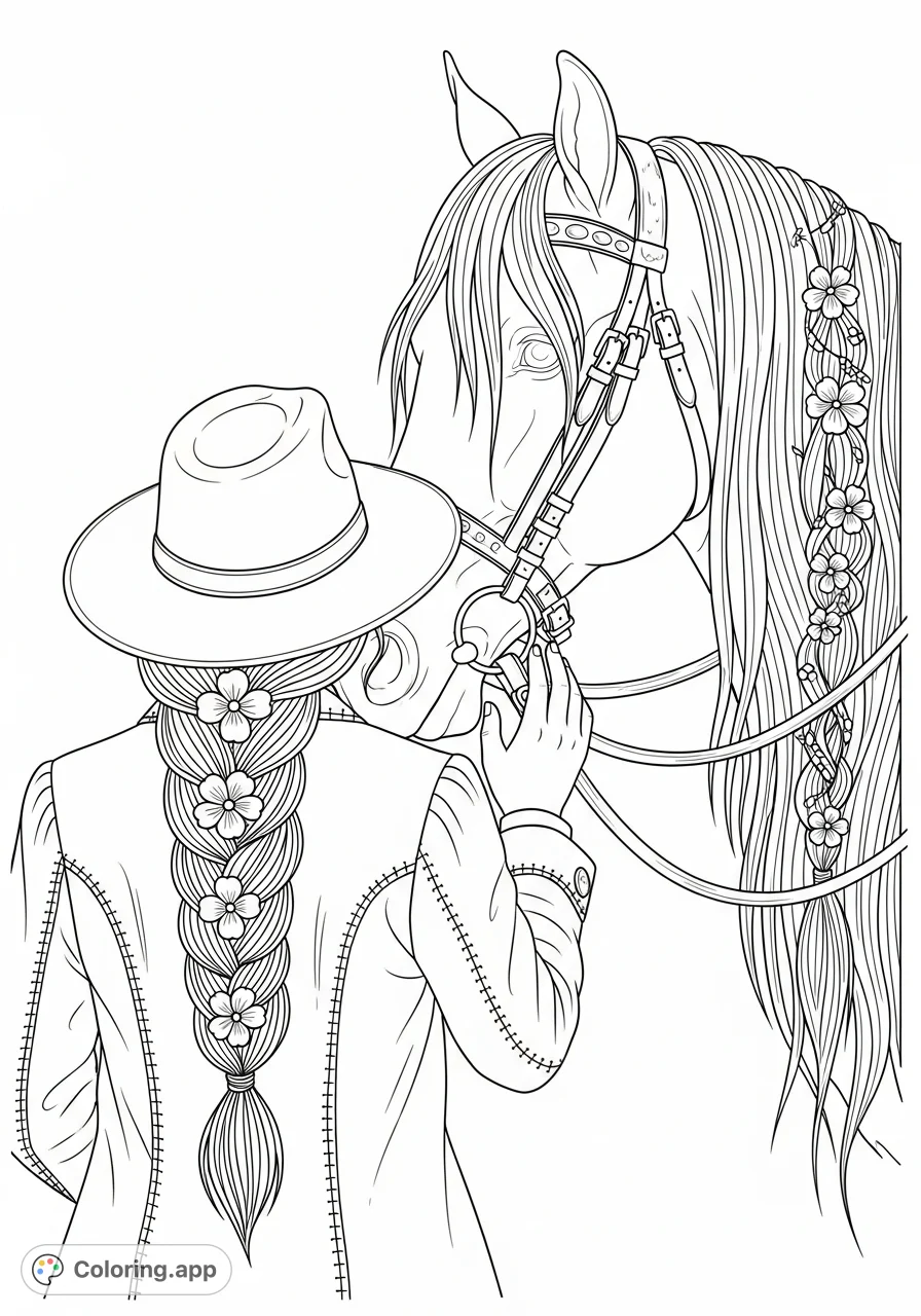 Person and Horse Connection - Coloring.app
