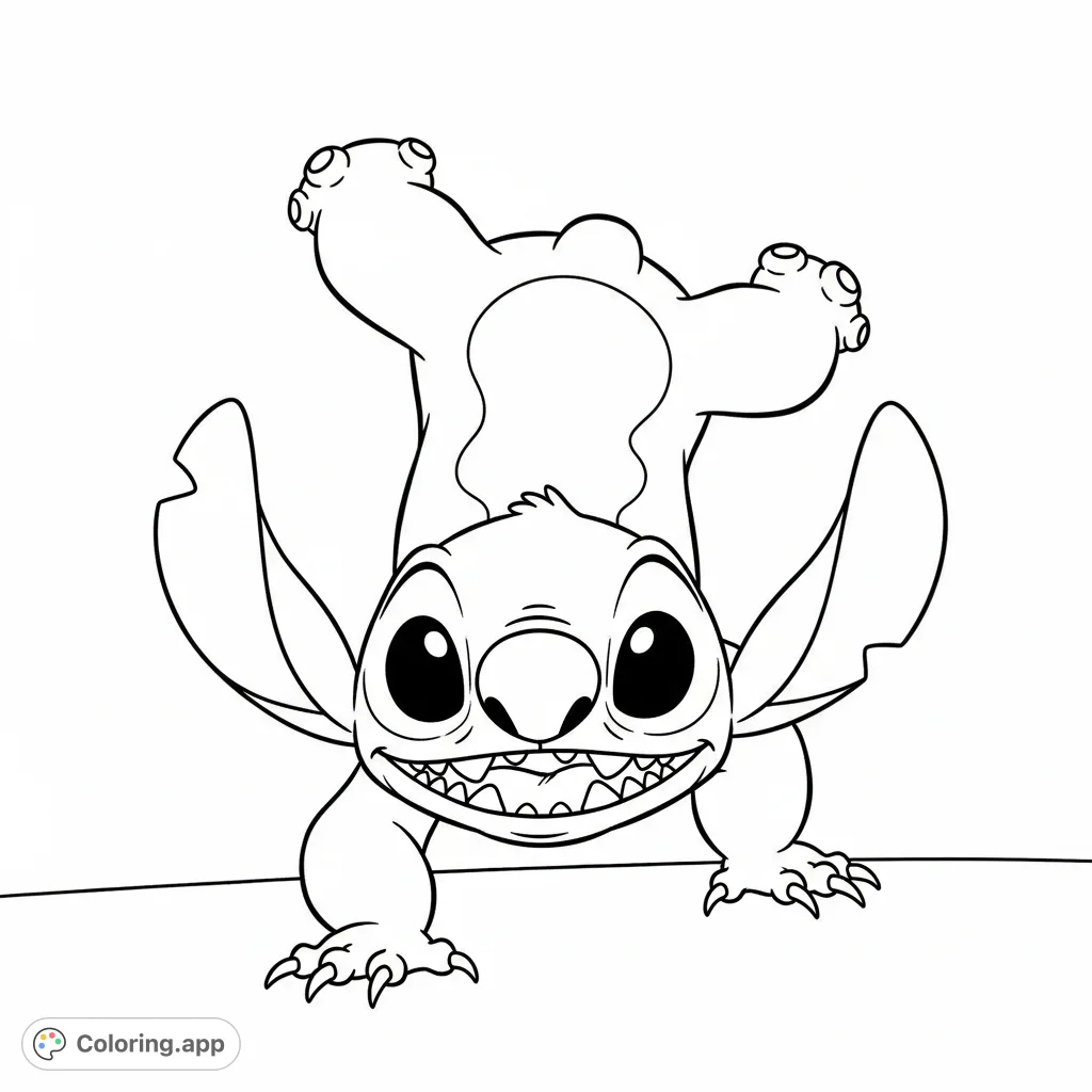 Stitch Handstand Fun - Coloring.app