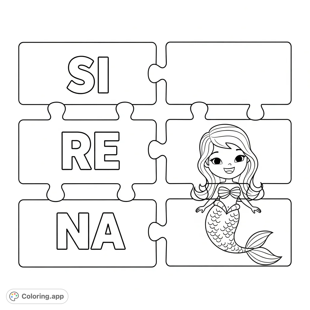 Syllable Mermaid Puzzle - Coloring.app