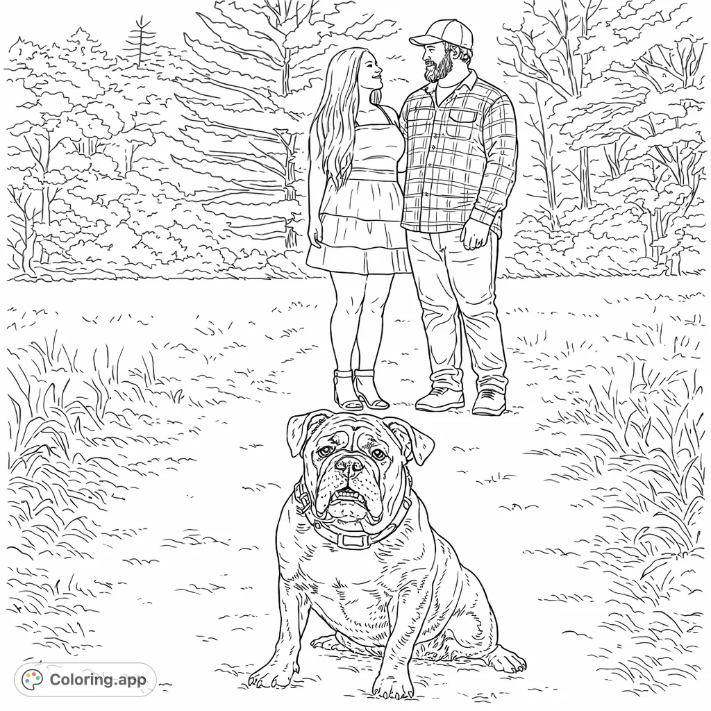 Dog and Couple Portrait - Coloring.app