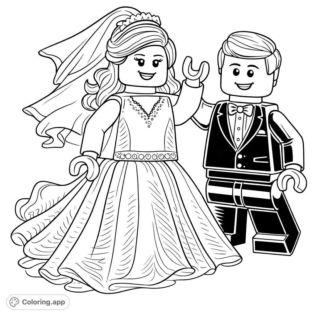 Minifigure Wedding Couple - Coloring.app