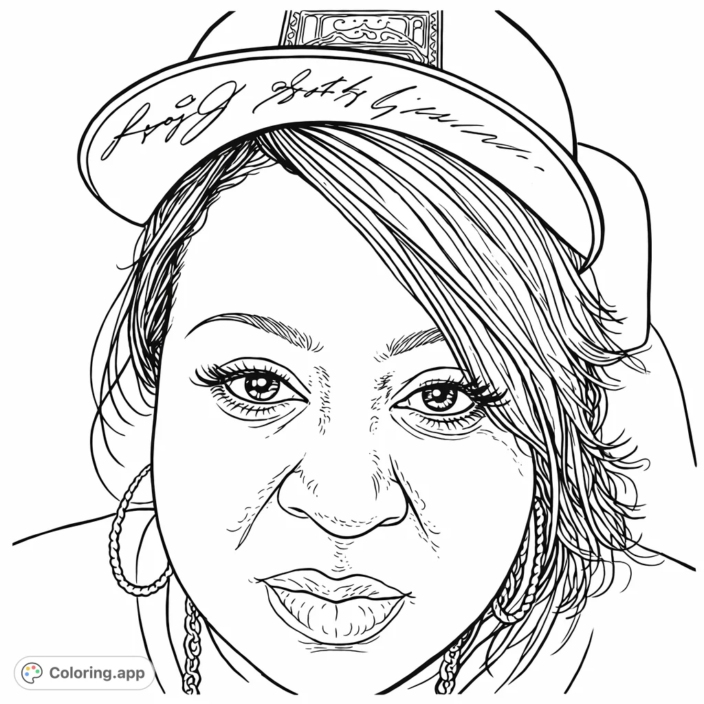 Stylish Woman in Cap Portrait - Coloring.app