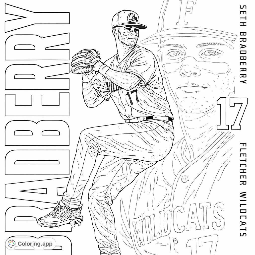 Dynamic Pitcher Baseball Action - Coloring.app