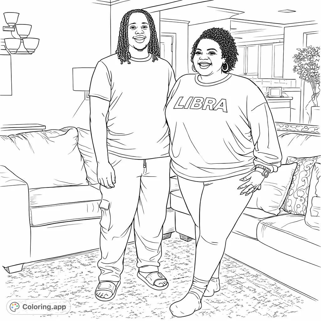 Smiling Couple in Home Setting - Coloring.app