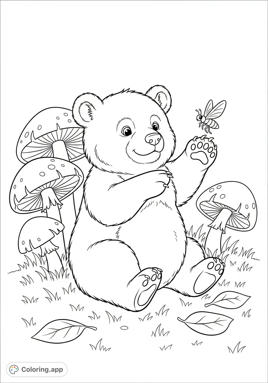 Playful Bear Cub - Coloring.app