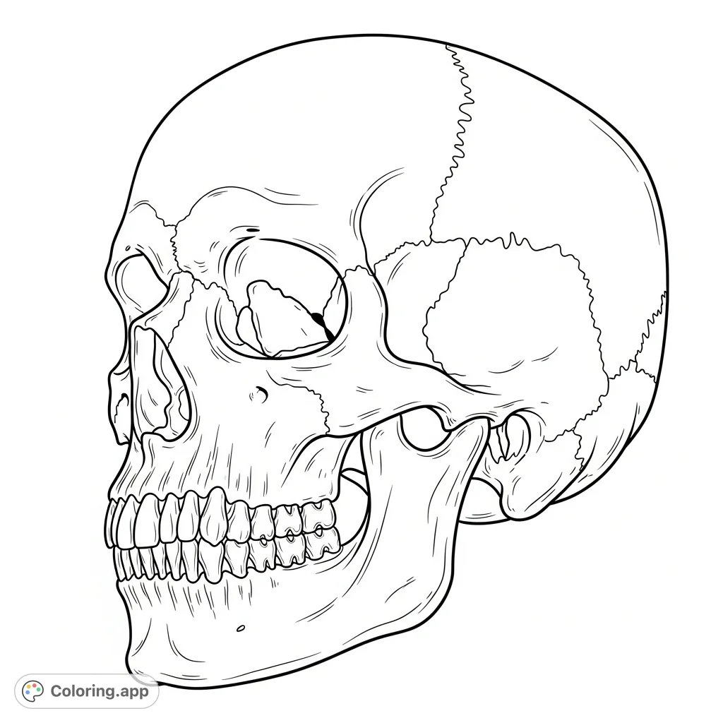 Anatomical Human Skull Views - Coloring.app