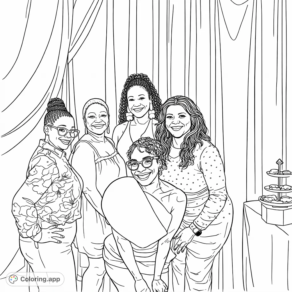 Joyful Friends Gathering - Coloring.app