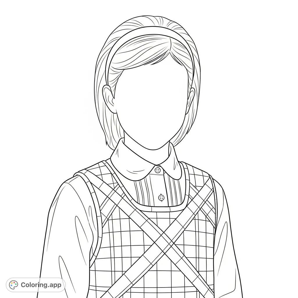 Schoolgirl Uniform Portrait - Coloring.app