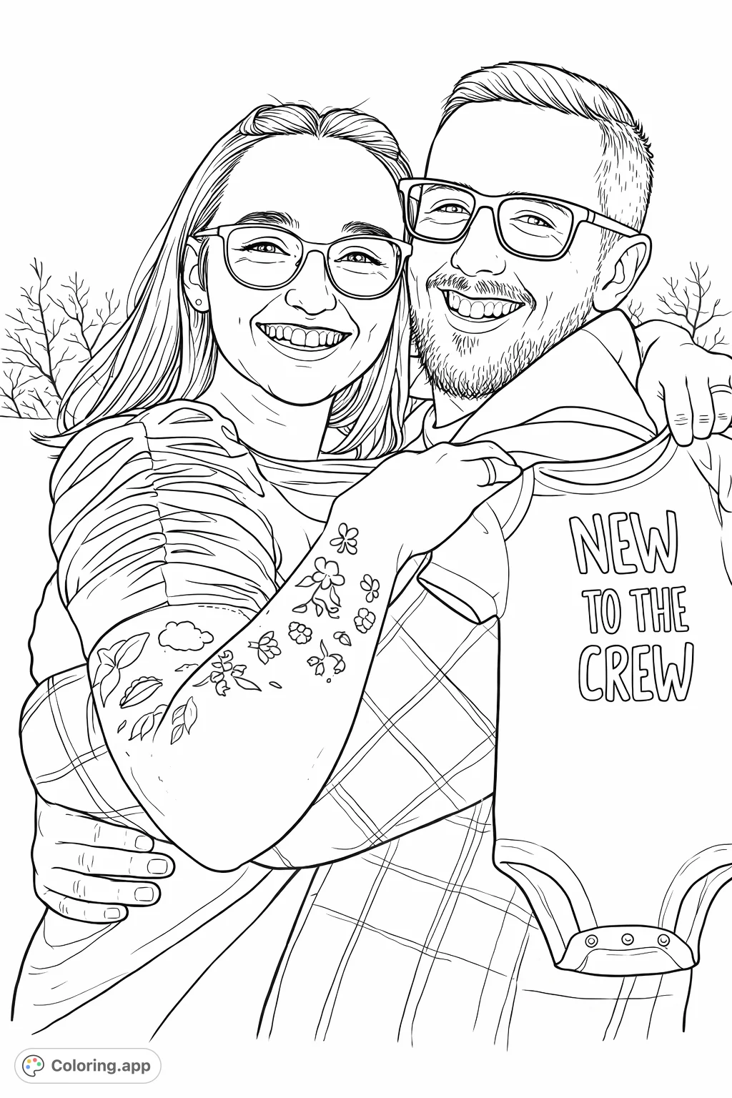 Joyful Baby Announcement Embrace - Coloring.app
