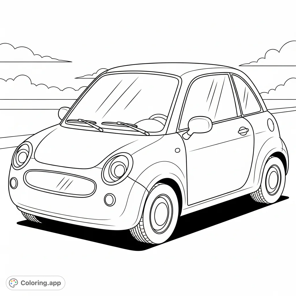 Friendly Compact Car - Coloring.app