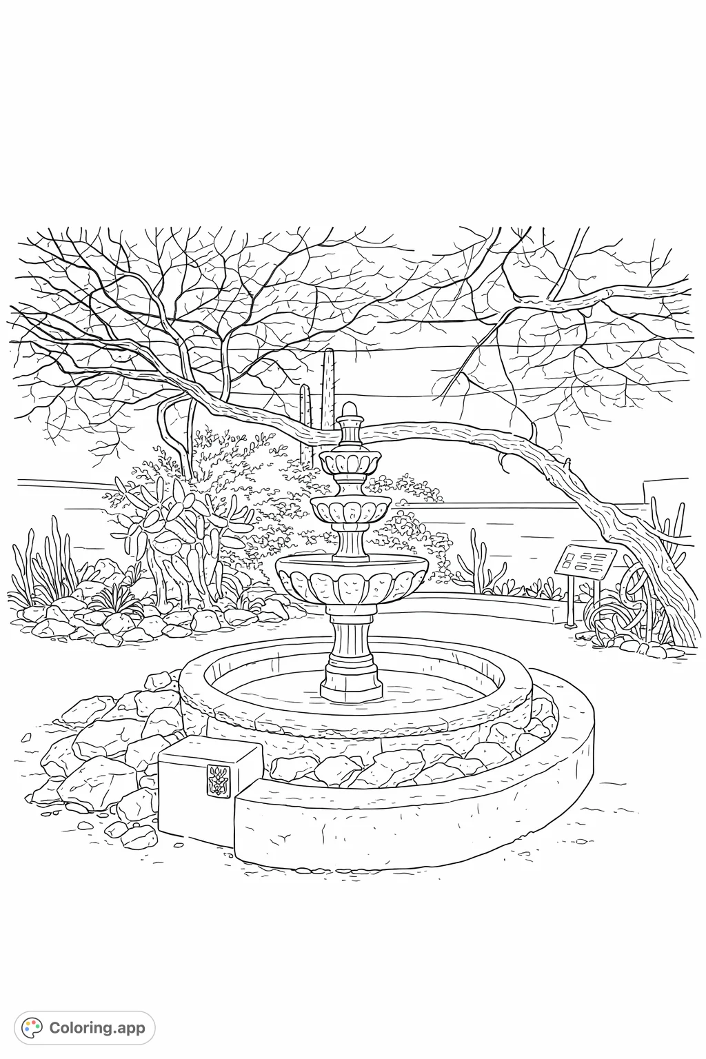 Desert Garden Fountain - Coloring.app