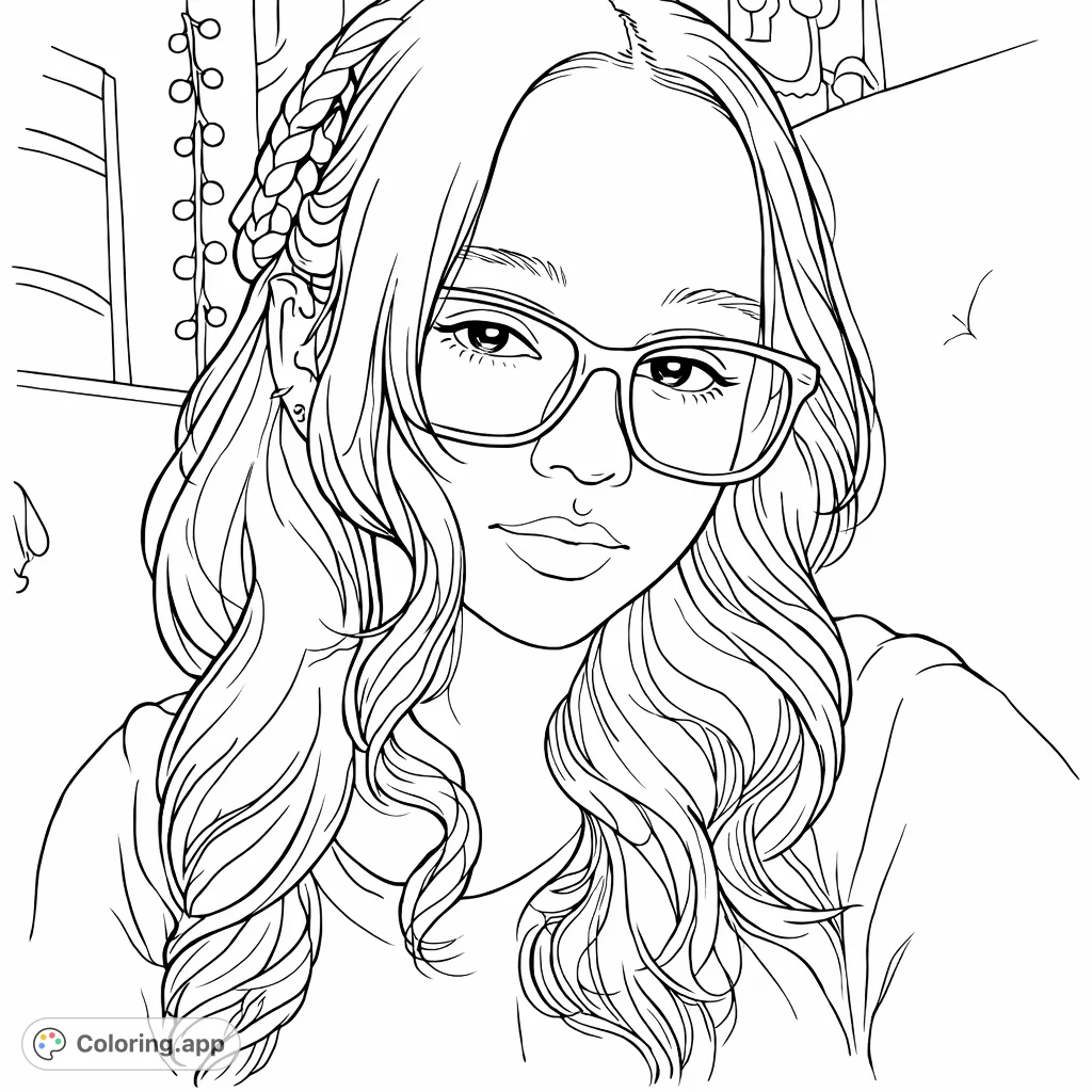 Stylish Portrait with Glasses - Coloring.app