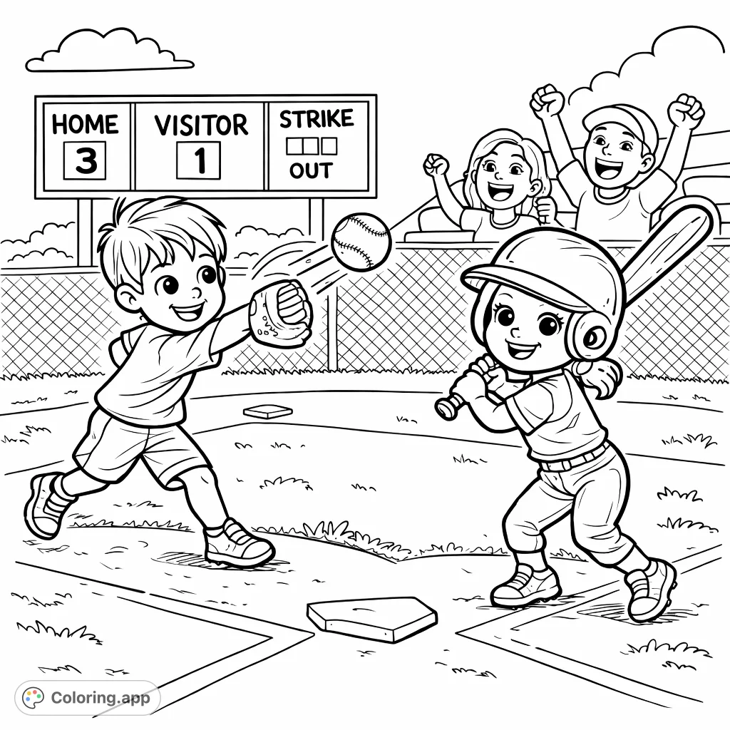 Playful Baseball Game Action - Coloring.app