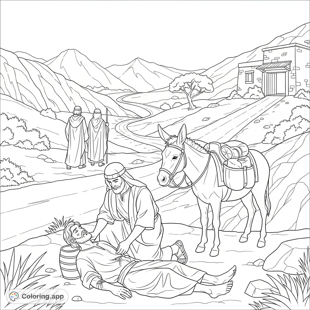 The Good Samaritan Story - Coloring.app