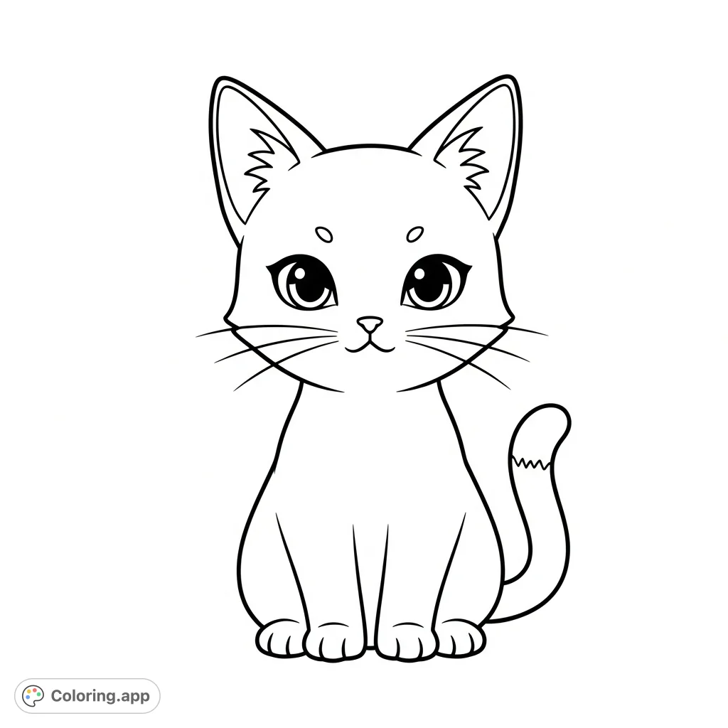Cute Anime Cat Companion - Coloring.app