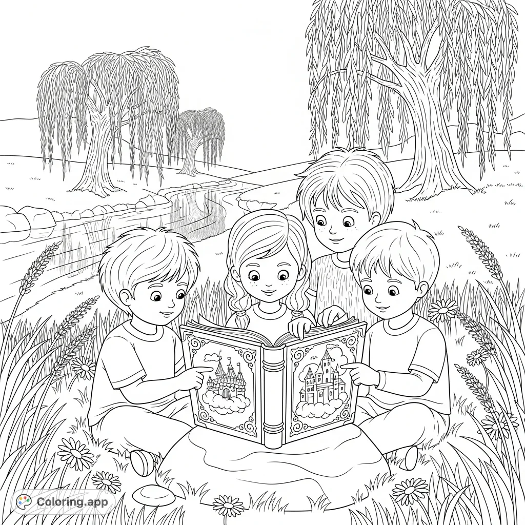 Story Time in the Meadow - Coloring.app