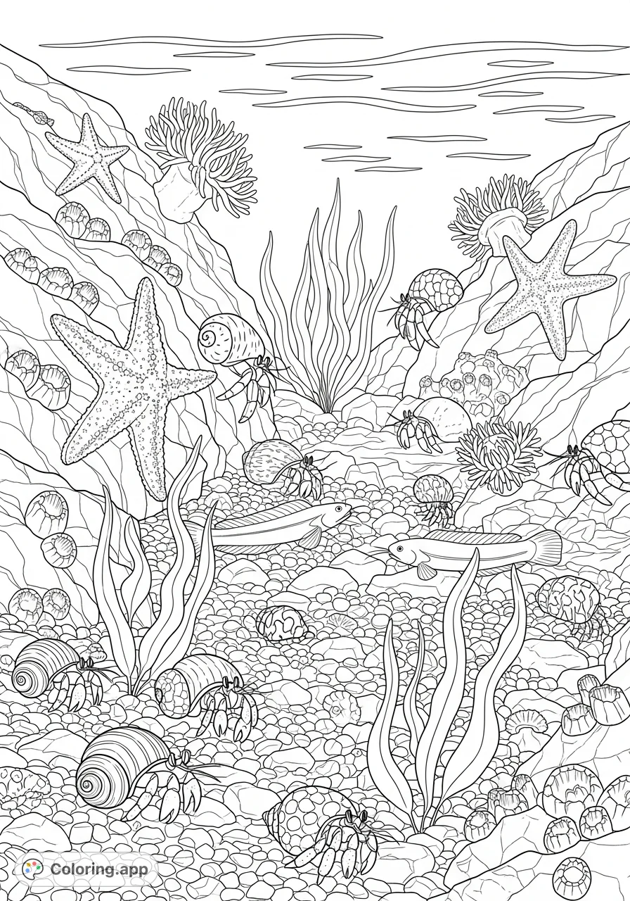 Ocean's Edge Tidal Pool - Coloring.app