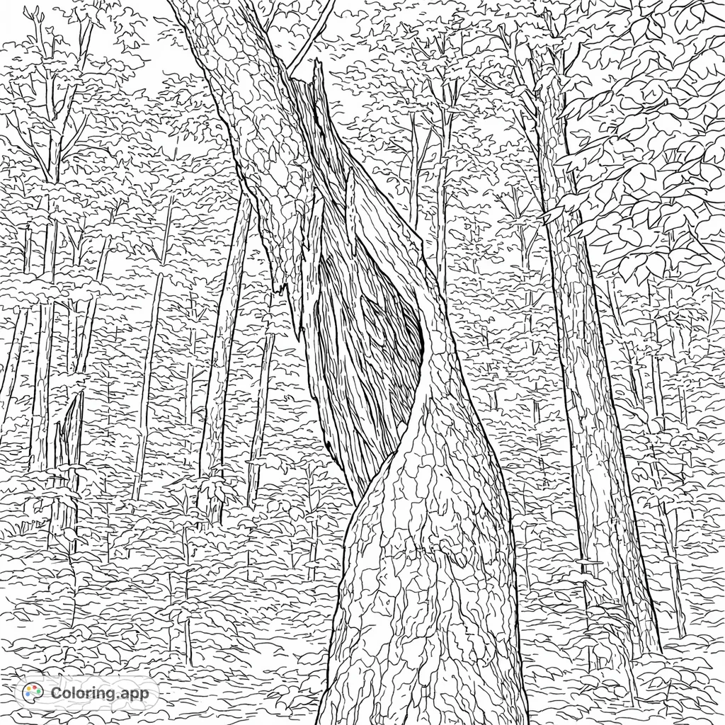 Autumn Forest Tree Scene - Coloring.app