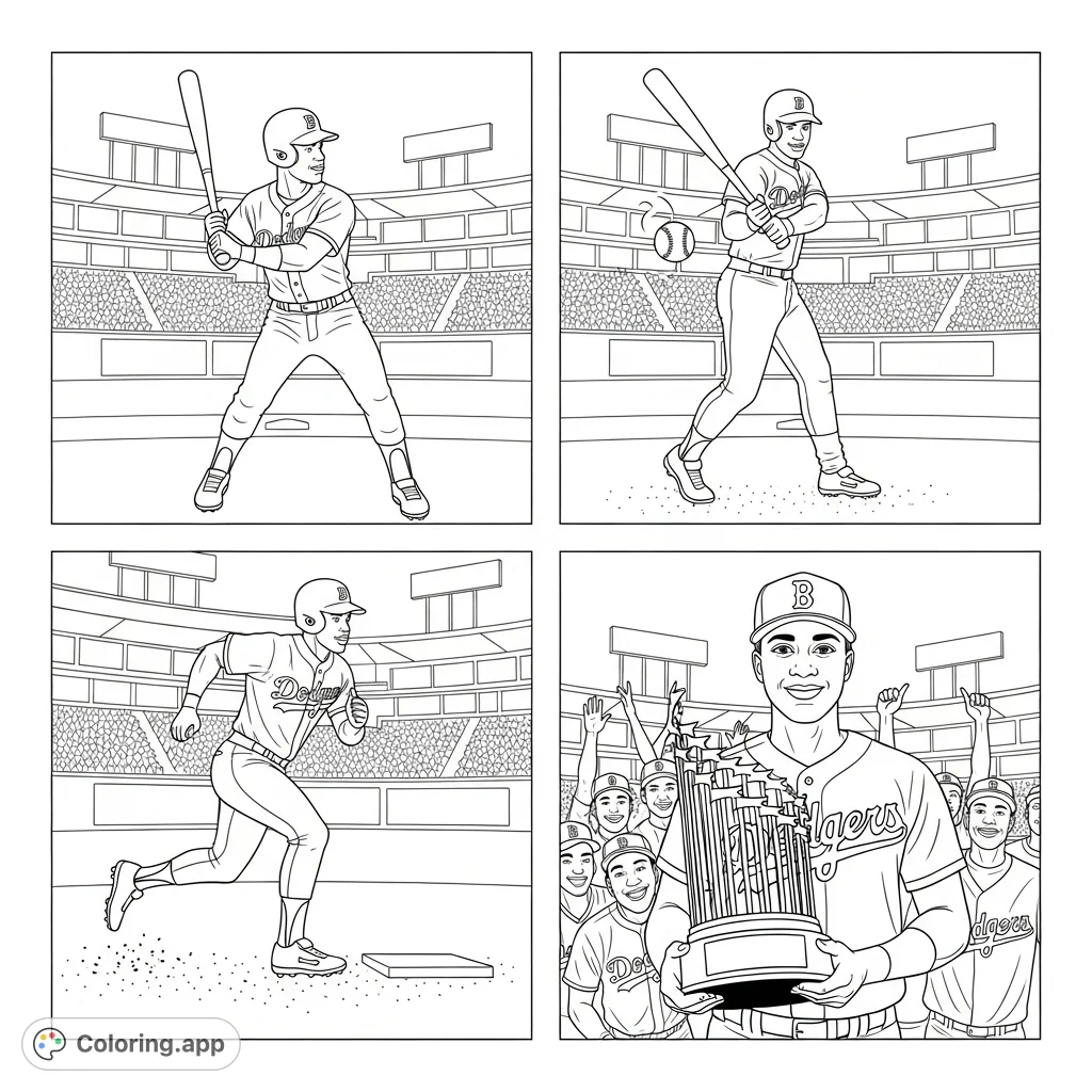 Baseball Player's Victory Comic - Coloring.app