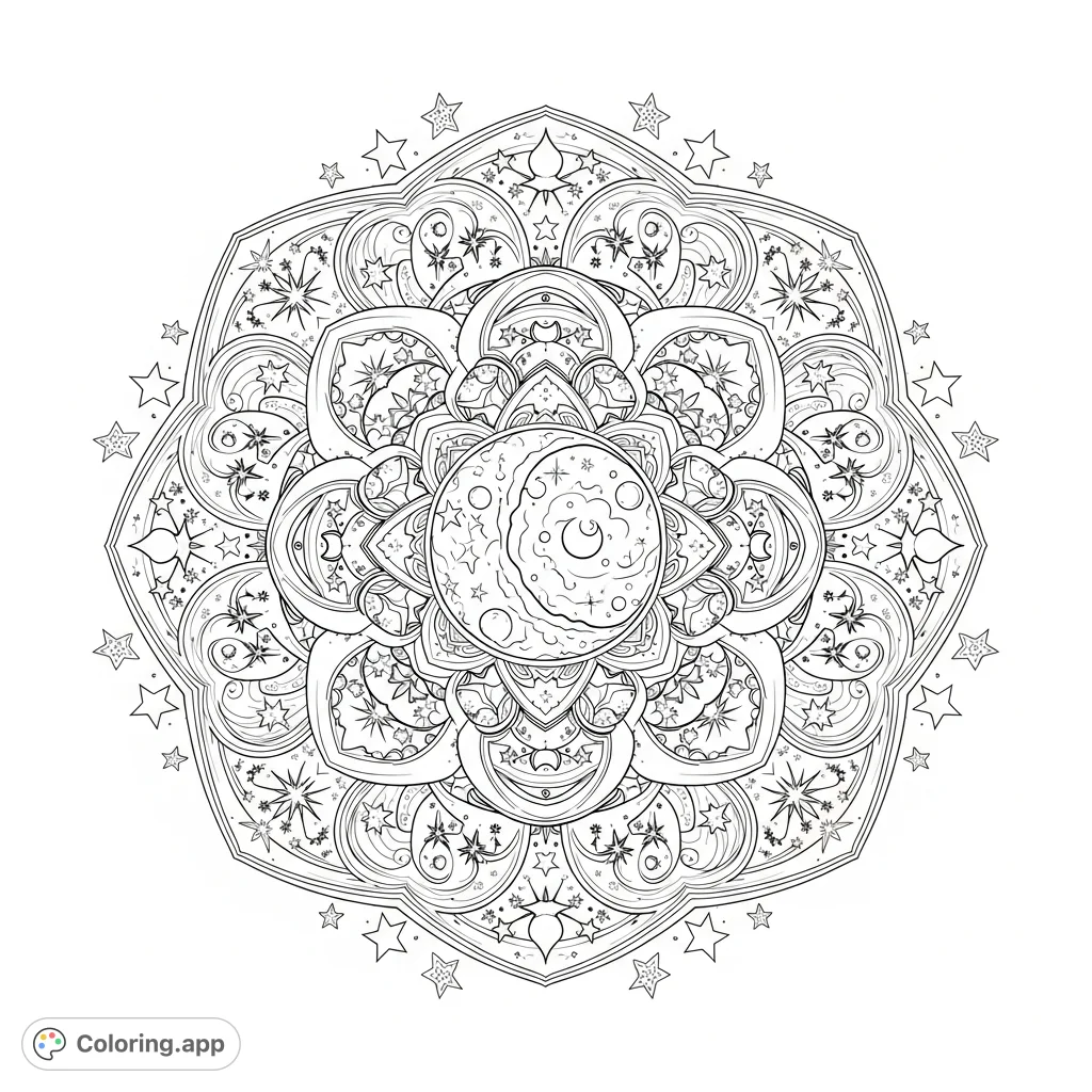 Celestial Mandala Galaxy Dream - Coloring.app
