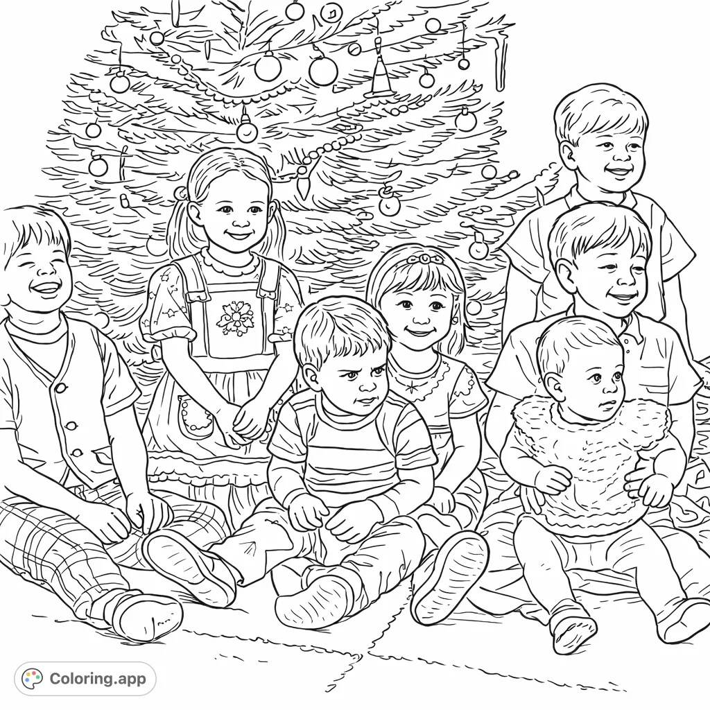 Holiday Gathering of Kids - Coloring.app
