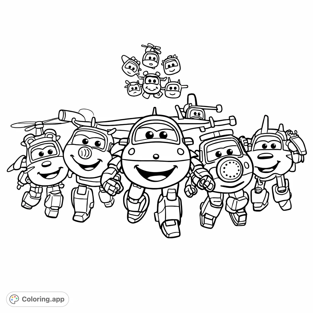 Super Robot Airplanes Flying - Coloring.app