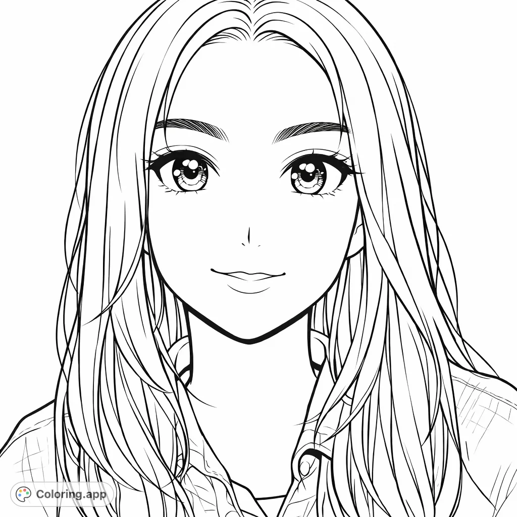 Anime Girl Portrait - Coloring.app